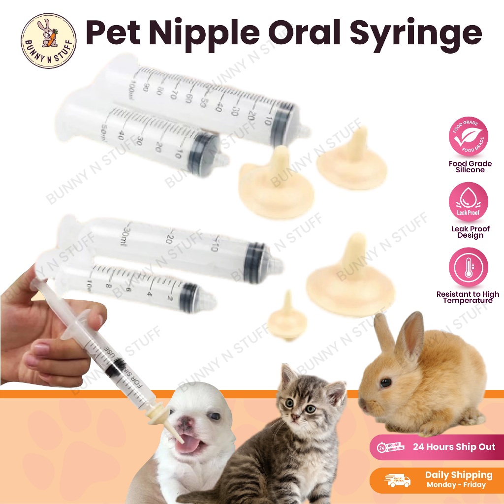 Pet Nipple Pet Oral Syringe for Milk Medicine Nursing Newborn Pet ...
