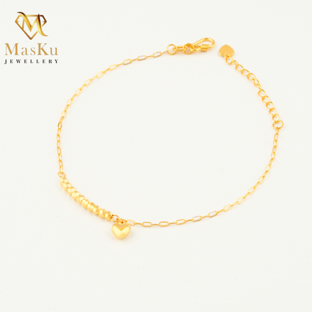 MasKu Jewellery Bracelet 24K / 999 Rantai Tangan Minimalist Boba ...