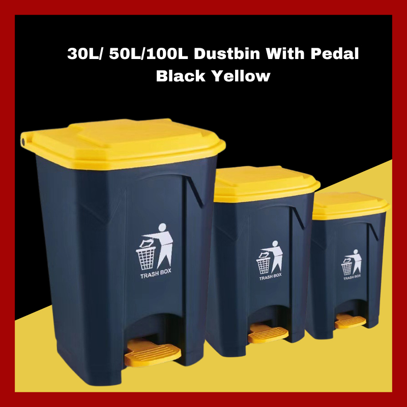 30L/50L/100L Plastic Commercial Dustbin With Foot Pedal Cover/ Tong Sampah Bertutup Dapur/Pastic ...