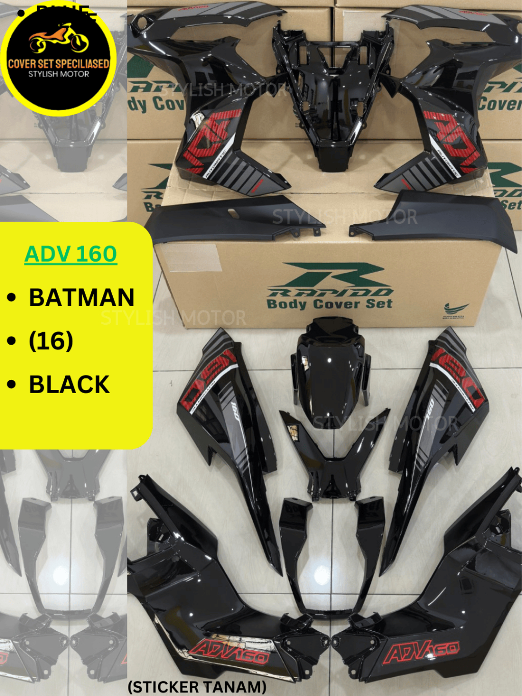 RAPIDO Cover Set HONDA Adv Adv160 Batman (16) Black Red Silver Body ...