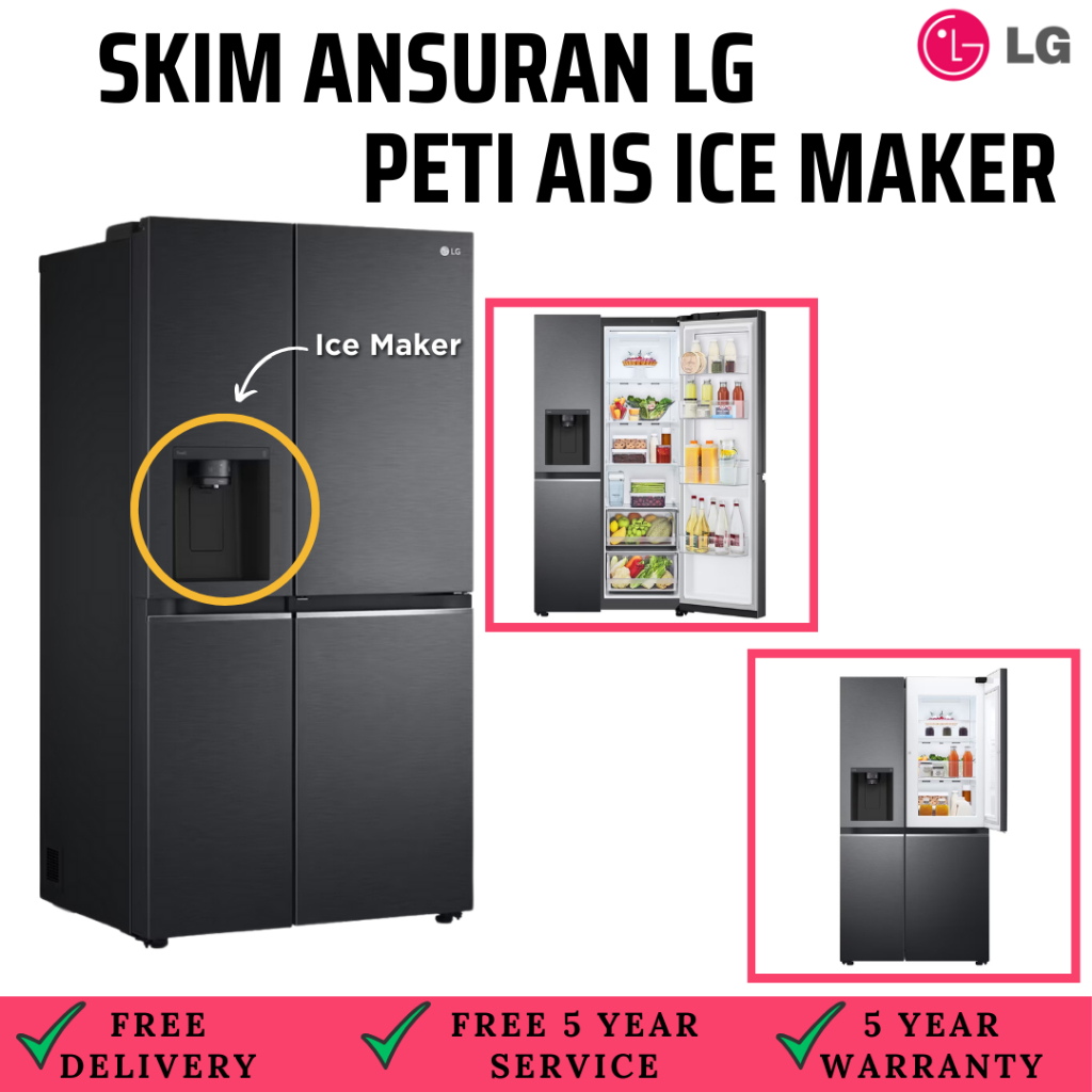 Ansuran Peti Ais Ice Maker Refrigerator 5 Star Side By Side Fridge With ...