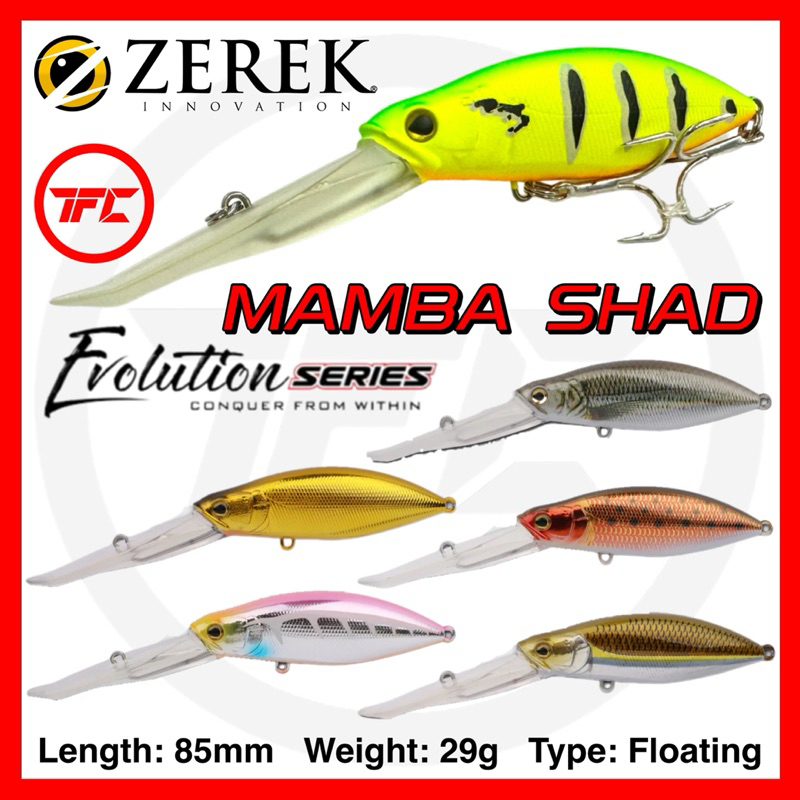 ZEREK MAMBA SHAD 85mm 29g 6m Lure Bait Deep Dive Rattle Trolling ...