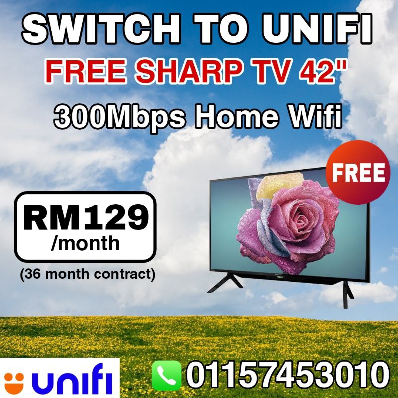 Switch To Unifi 300Mbps Free Sharp TV 42" | Shopee Malaysia