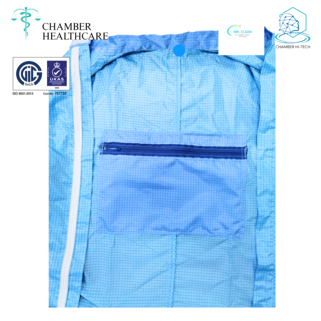 Chamber ESD Cleanroom Smock with Attached Foldable Bag [Color: Light ...