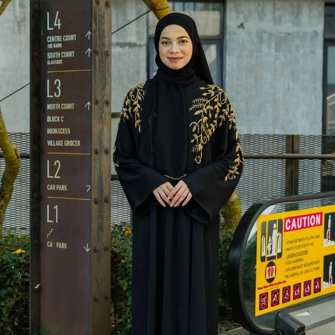 Bahiya abaya (handwork+beaded) with button fastening | Shopee Malaysia