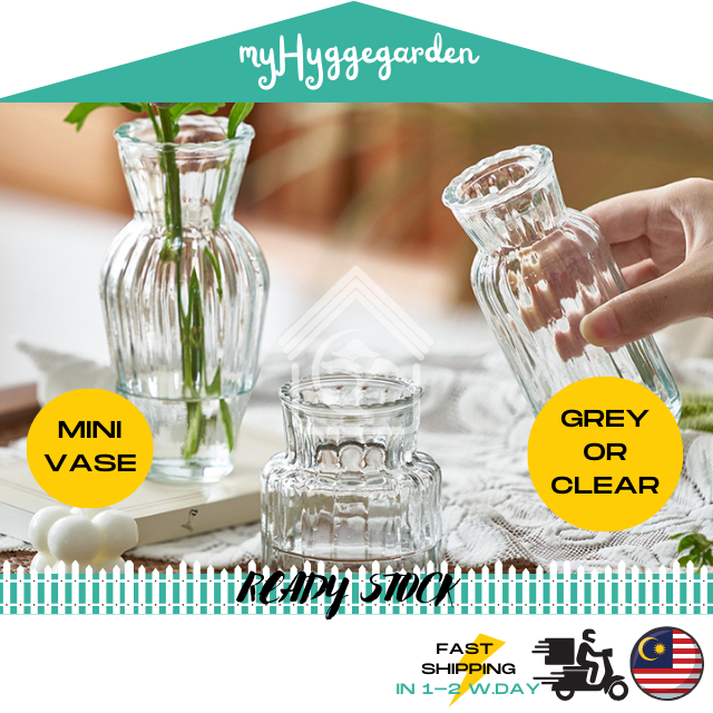 [GLASS] Nordic Transparent Home Office Display Deco Flower Vase Dry ...