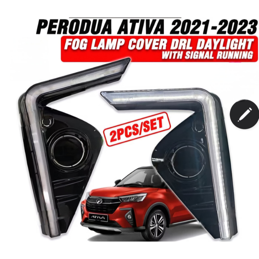 Perodua Ativa Front Bumper Fog Lamp Cover With DRL Daylight&Running ...