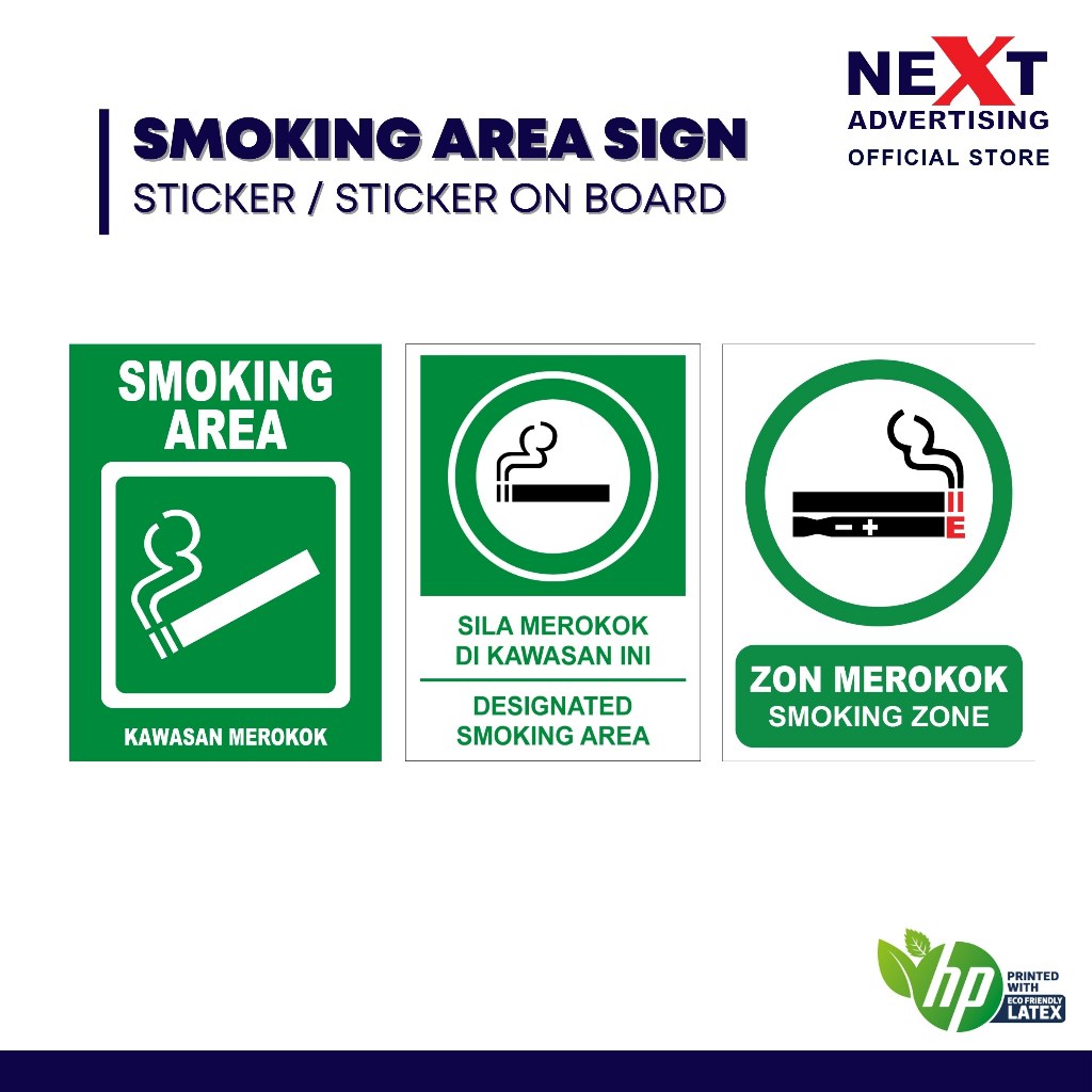 Designated Smoking Area Signage | Papan Tanda Kawasan Merokok | Zon ...