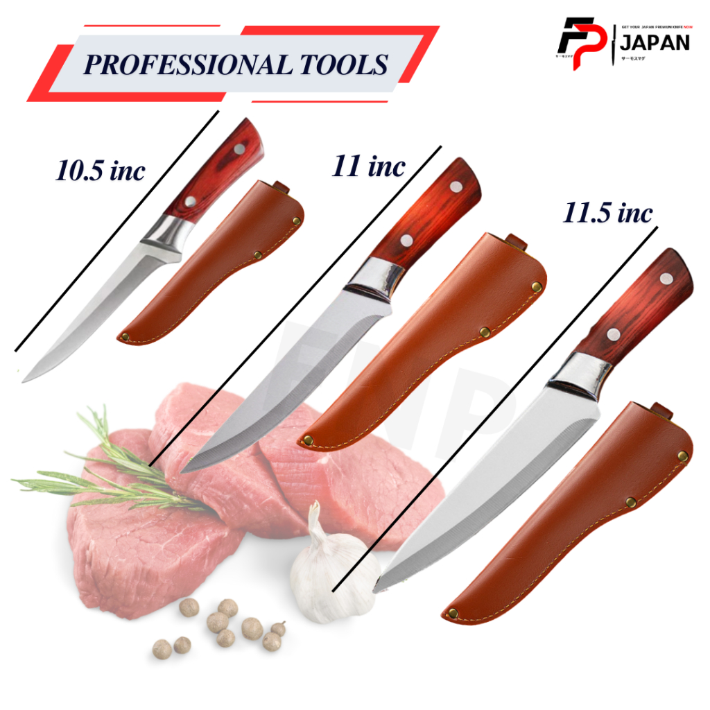 HARGA BORONG💥Super Sharp Knife Japanese Free Sarung Wooden Handle Meat ...