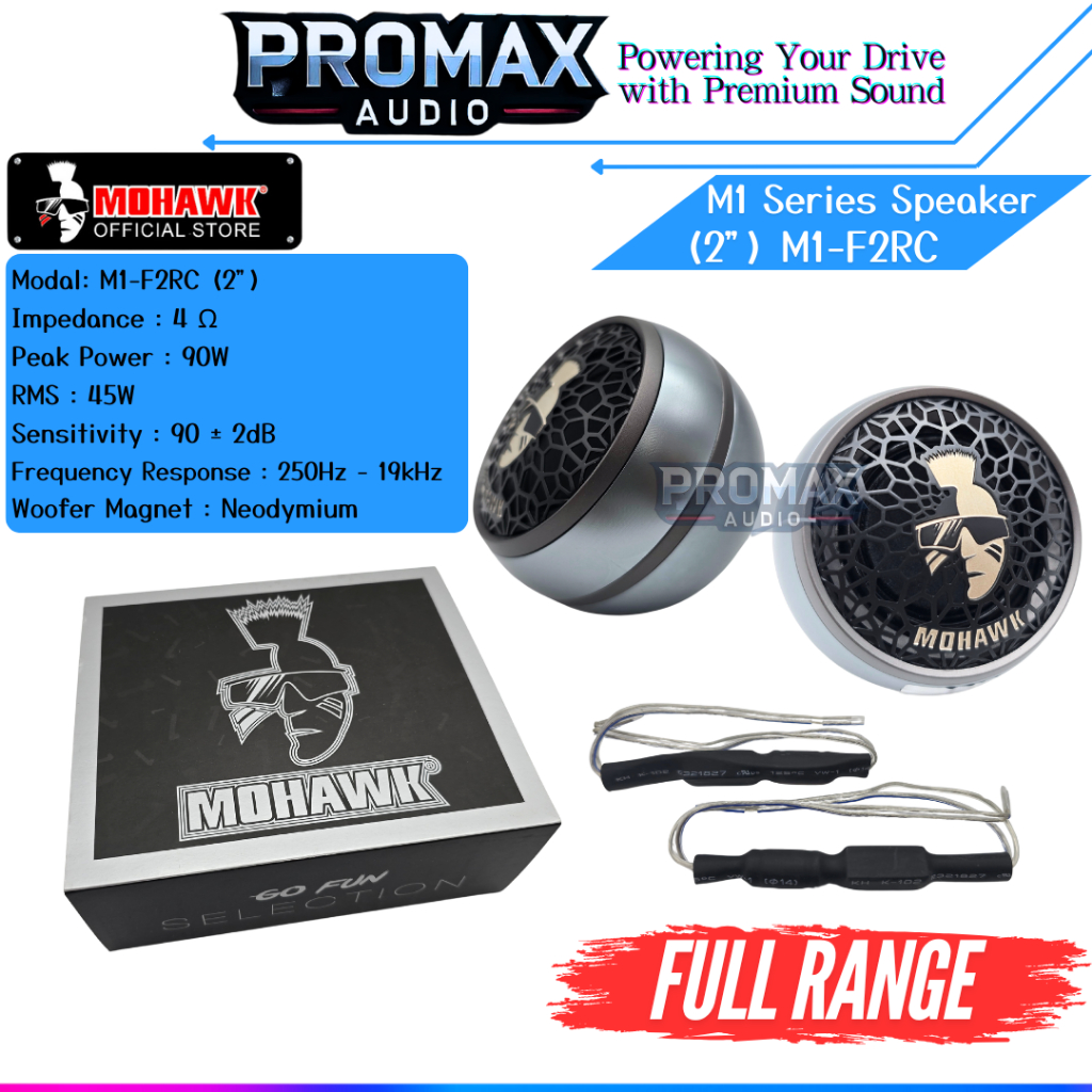 MOHAWK M1 Series Full Range Speaker (2") M1-F2RC Dashboard Stand Tweeter | PROTON PERODUA HONDA ...