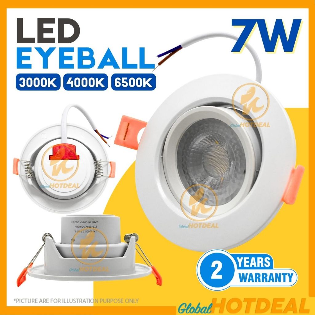 7W LED Eyeball Downlight Eyeball LED Downlight Eyeball Light Lampu ...