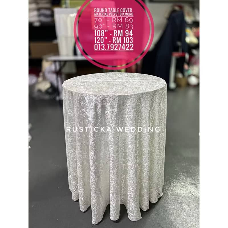 Meja Kek Round Table Cover Cake Table Wedding Velvet Diamond Alas Meja ...