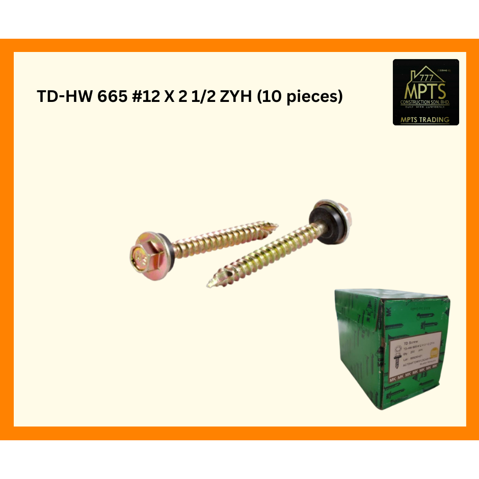 MK TD SCREW (TD-HW 665 - PACK) SKRU KAYU #12 x 2 1/2 (10 PCS) | Shopee Malaysia
