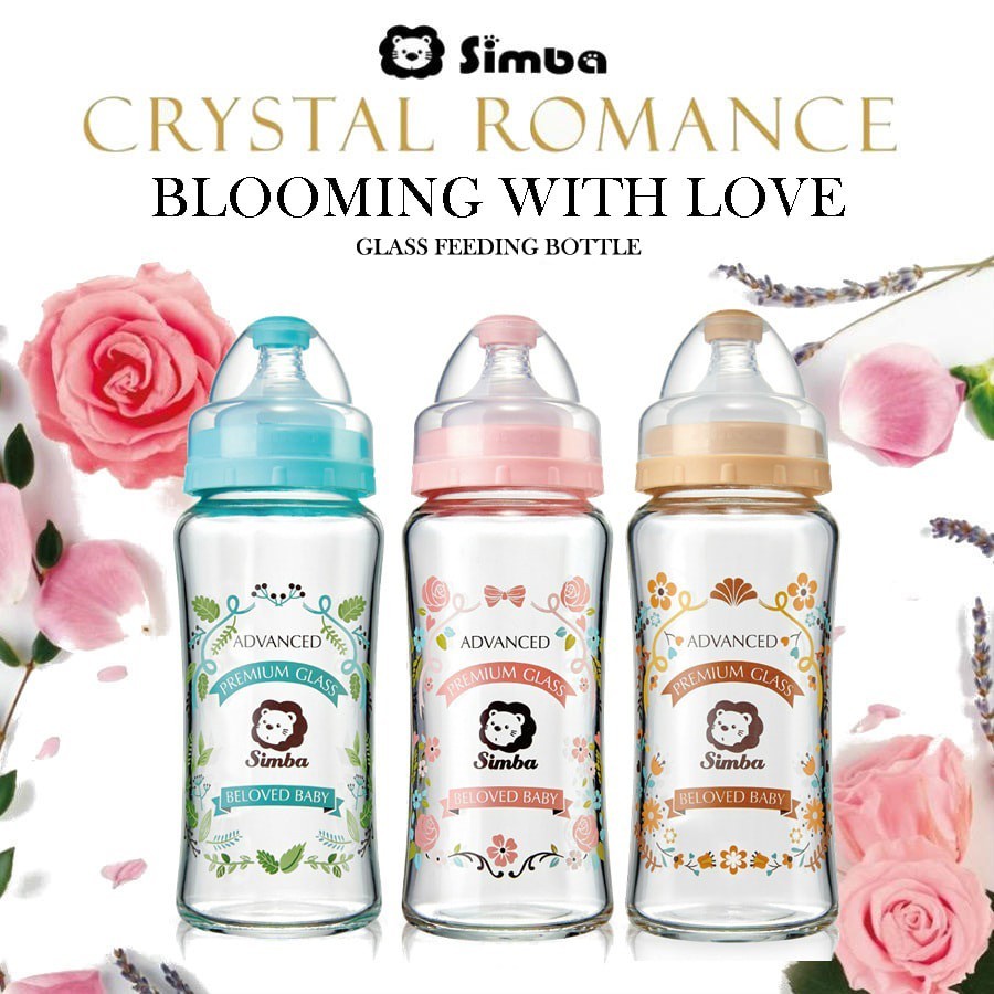 SIMBA Crystal Romance Glass Wide Neck Feeding Bottle 180ml/270ml | Shopee Malaysia