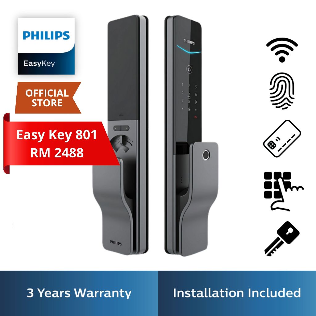 Philips Digital Lock Easy Key 801, Includes Installation* | Shopee Malaysia