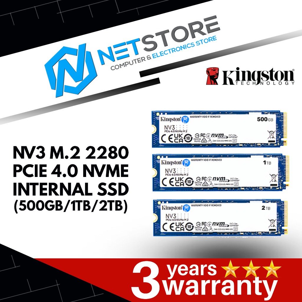 KINGSTON NV3 M.2 2280 PCIE 4.0 NVME INTERNAL SSD (500GB/1TB/2TB ...