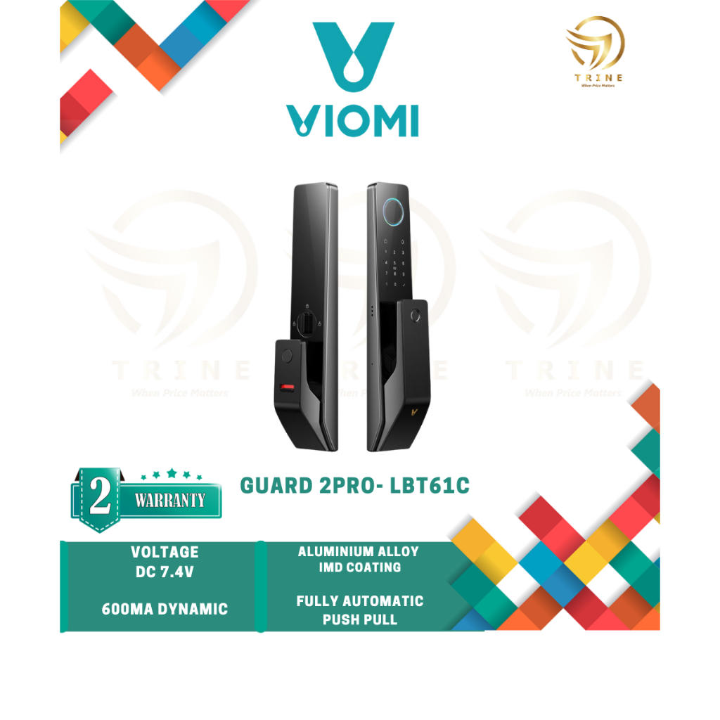 VIOMI SMART DOOR LOCK GUARD 2 PRO - LBT61C - FULLY AUTOMATIC PUSH-PULL ...