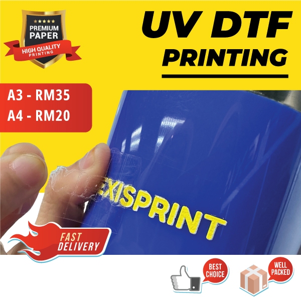 UV DTF CUSTOM PRINTING | UV DTF FILM STICKER | GLASS |PLASTIC | A4 A3 SIZE | Shopee Malaysia