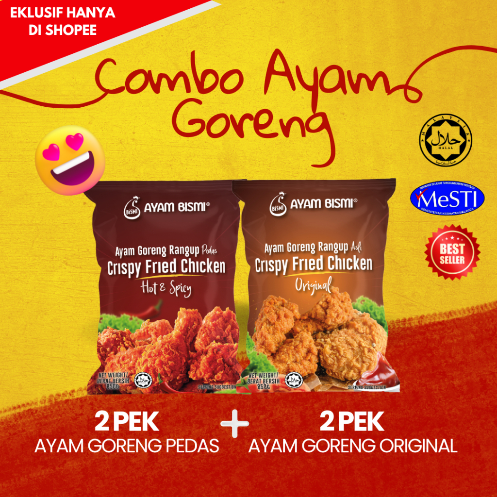 [Ayam Bismi] COMBO AYAM GORENG 2 PEK CFC SPICY 850g + 2 PEK CFC ...