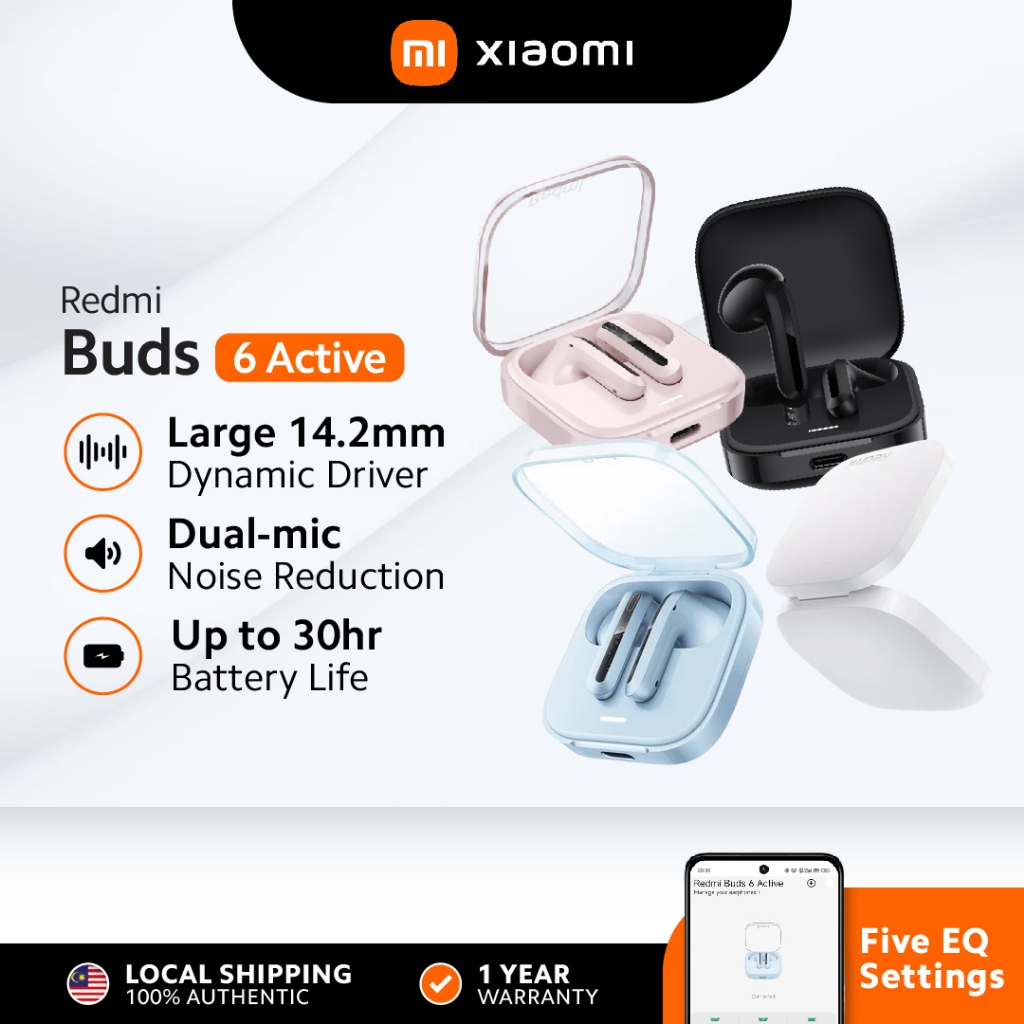 Redmi Buds 6 Active | TWS Earbuds | Dual-Mic Noise Reduction | 30 Hours ...