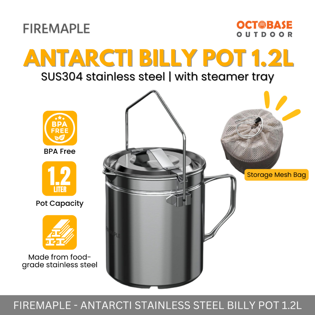FIREMAPLE - ANTARCTI BILLY POT 1.2L STAINLESS STEEL BPA-FREE COOKWARE ...