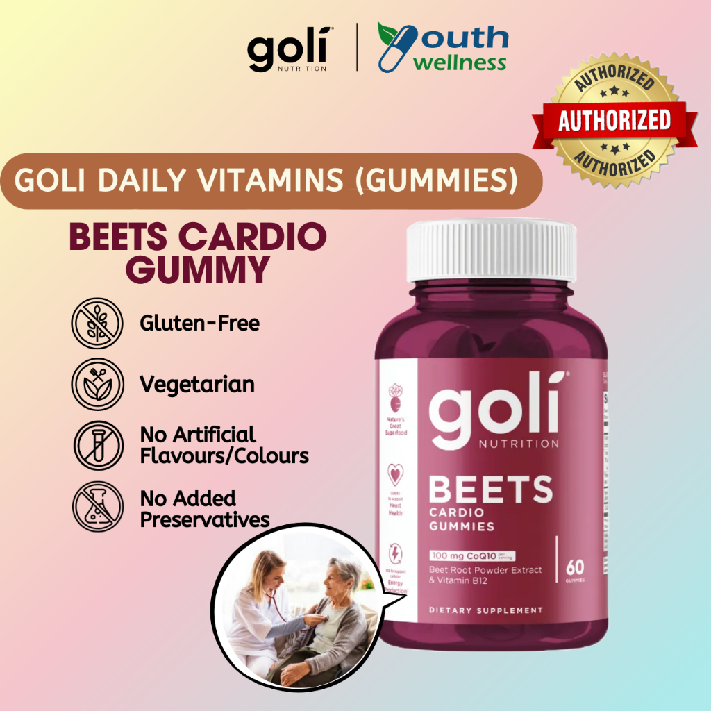 Goli Gummies Beets Cardio | CoQ10 | Beet Root | Vitamin B12 (60's ...