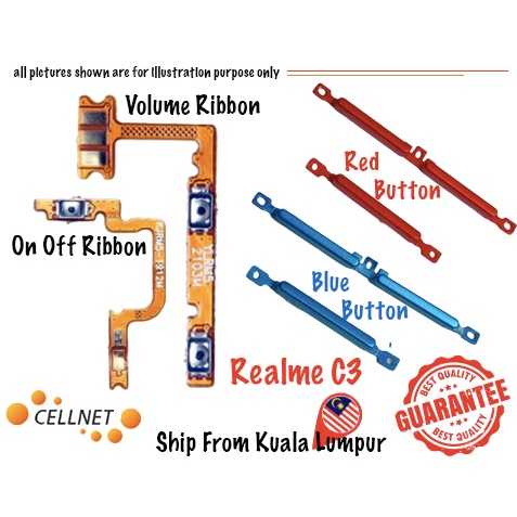 [Cellnet] Realme C3 RMX2027, RMX2020, RMX2021 On Off Volume Ribbon Flex ...