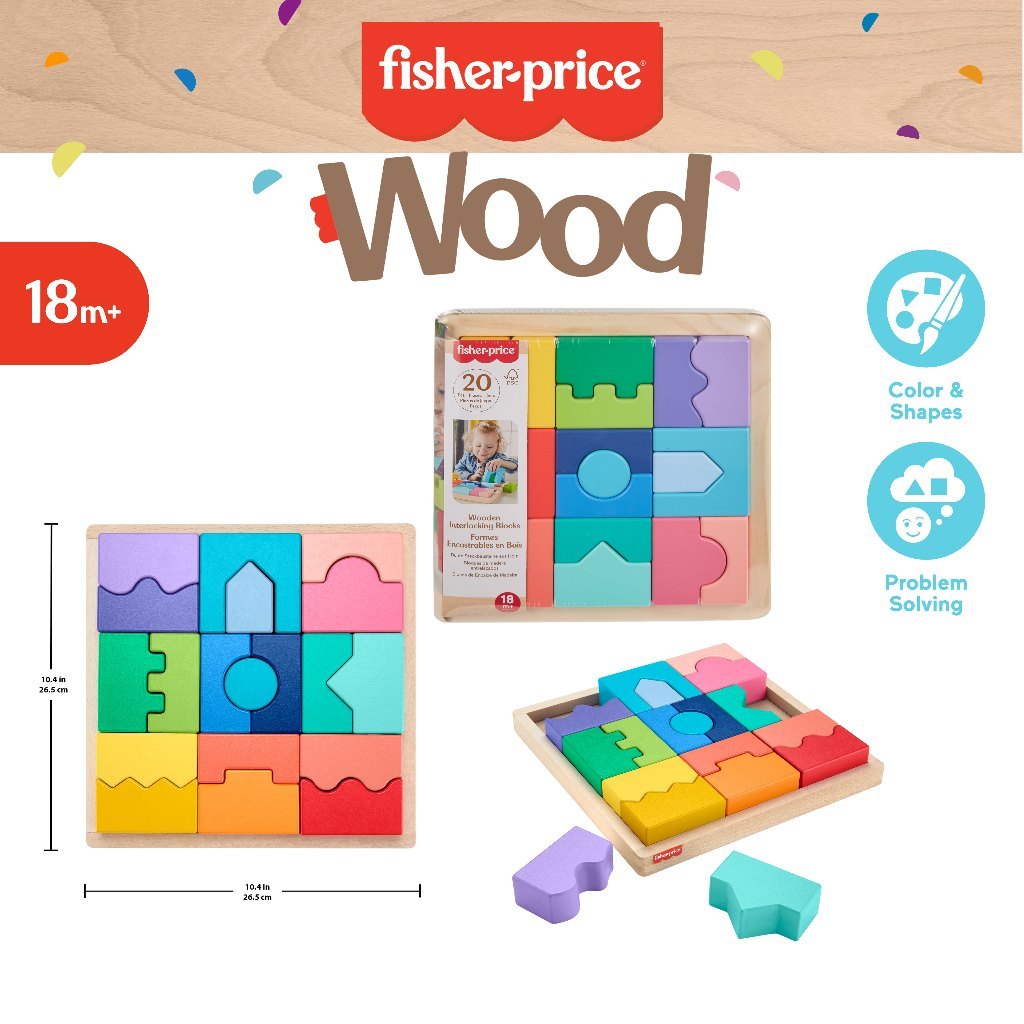 Fisher-Price Wooden Interlocking Blocks (HXT95) | Shopee Malaysia