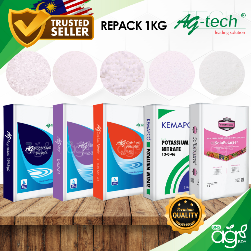 AgroBuddy 1kg Ag-Tech Baja Fertigasi Ag Calcium Nitrate KEMAPCO ...
