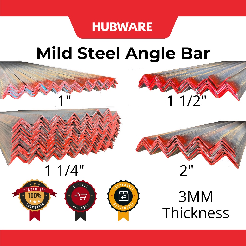 Mild Steel Angle Bar 3mm Besi Angle 3/4", 1", 1 1/4", 1 1/2", 2" 18MM ...