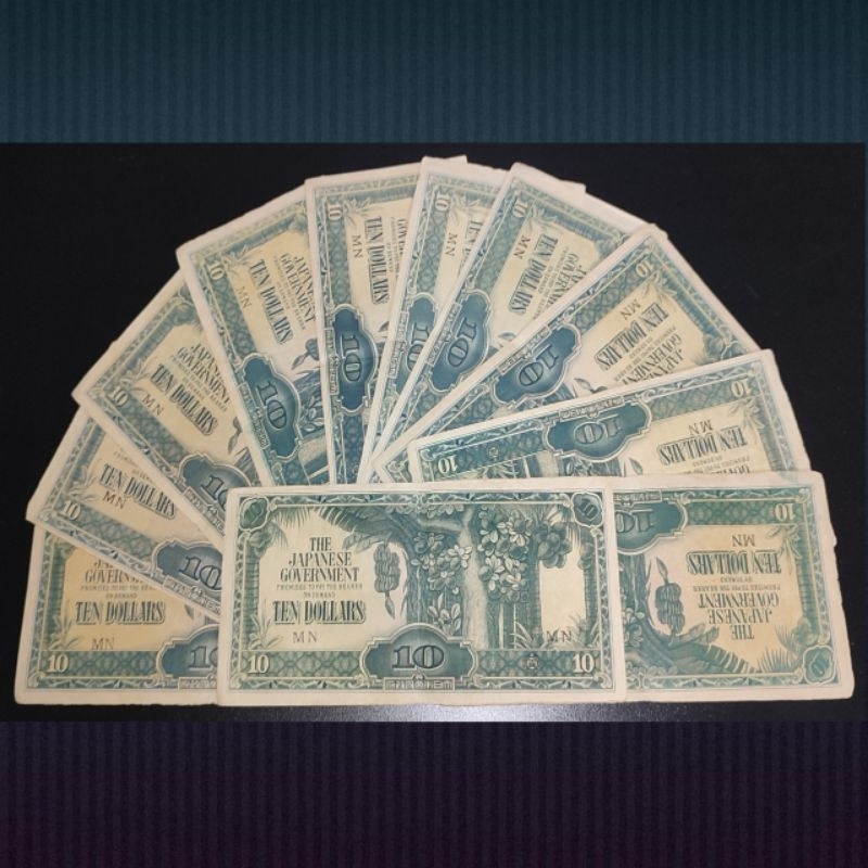 JL Antiques Malaya Banknote (Jenis MN) 10 Dollars Japanese Occupation ...
