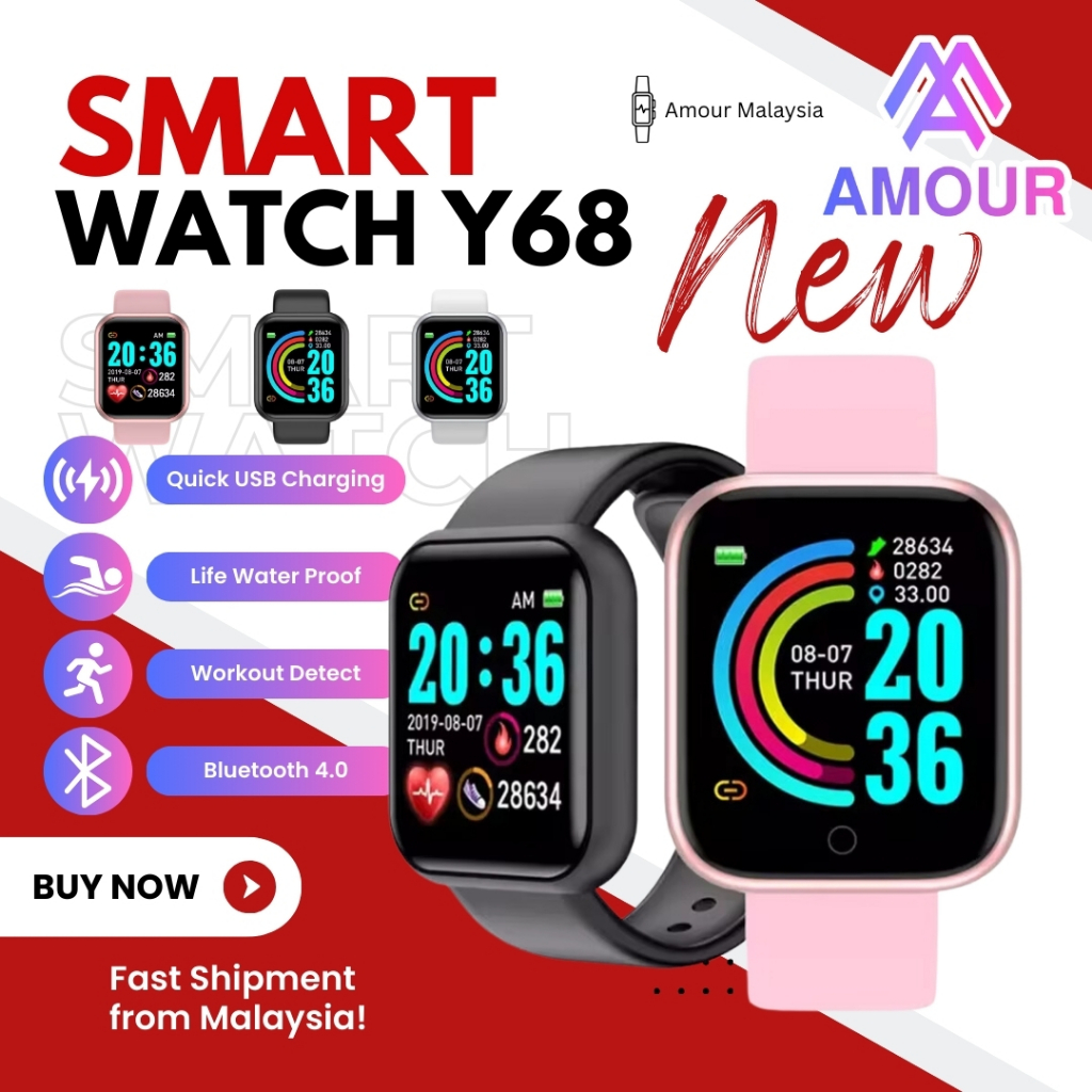 Jam Tangan Pintar Smart Watch Y68 Waterproof Bluetooth Call Blood ...
