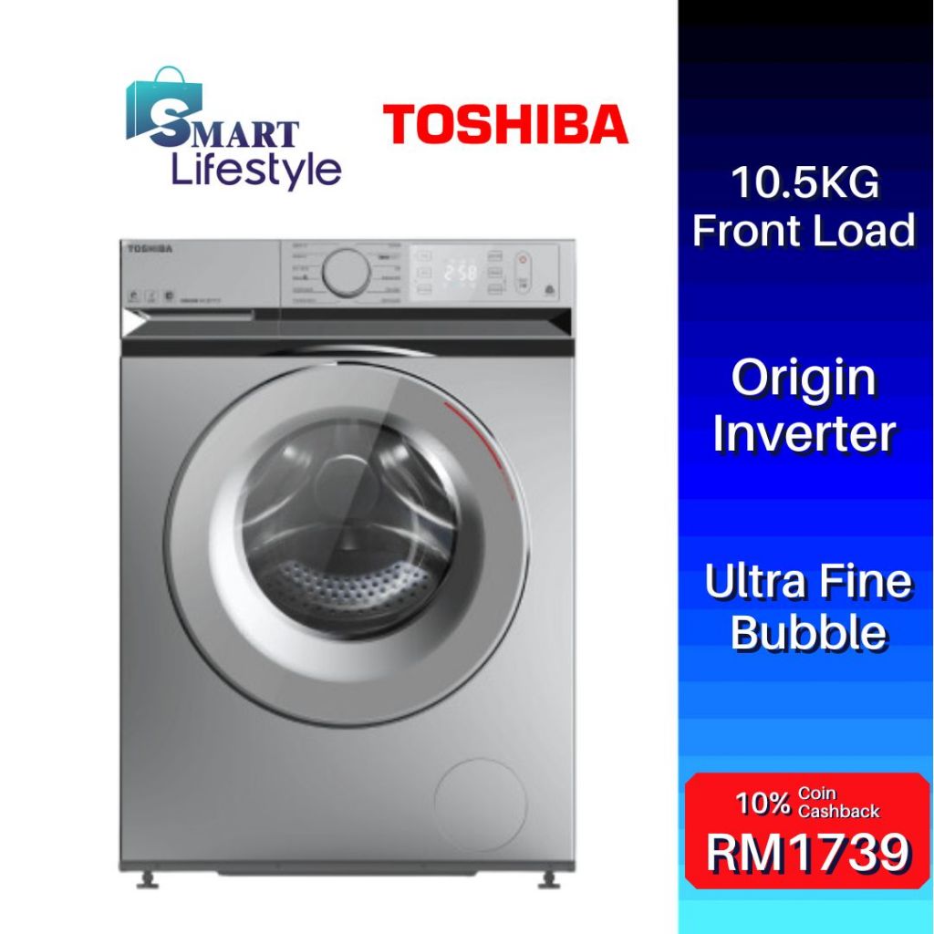 Toshiba 10.5KG Origin Inverter Front Load Washing Machine TW-BL115A2M(SS) | Shopee Malaysia