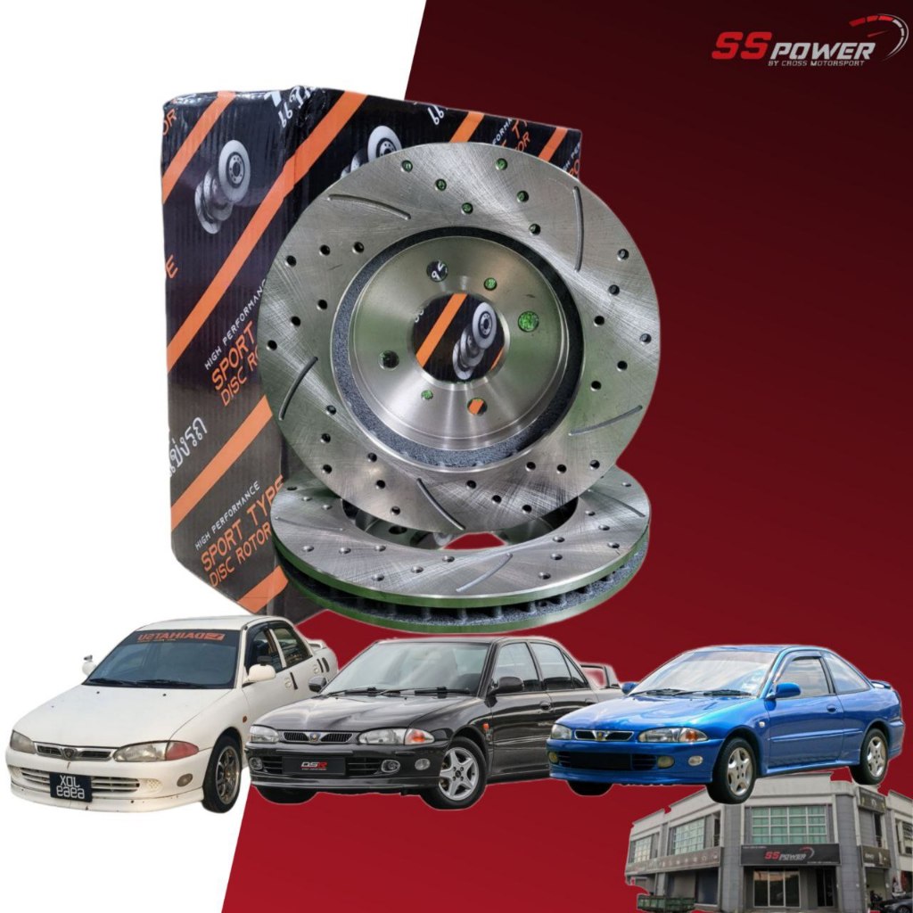 ORIGINAL TF SLOTTED & DRILLED DISC ROTOR PROTON WIRA 1.6 1.8 / PUTRA 1. ...