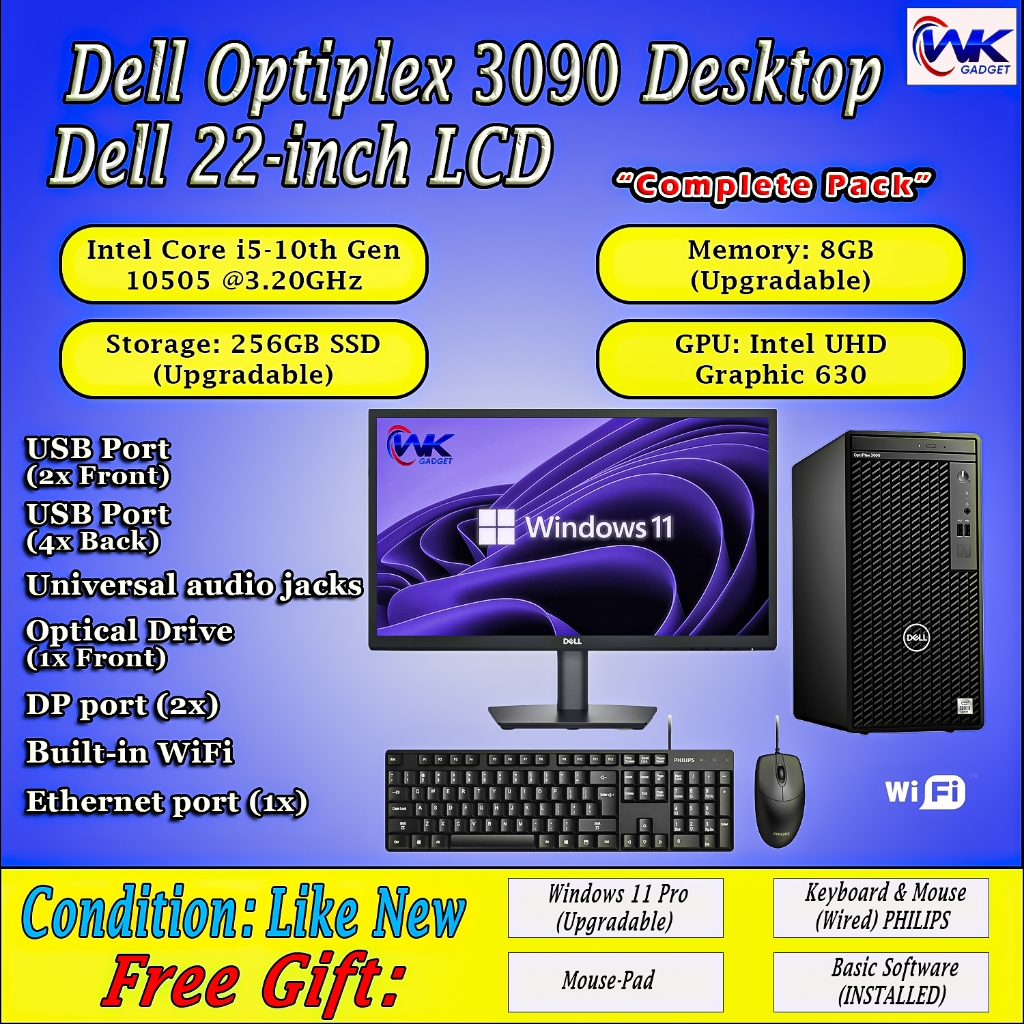 Dell Optiplex 3090 Desktop | Core i5-10th Gen | 8GB-256GB SSD | Built ...