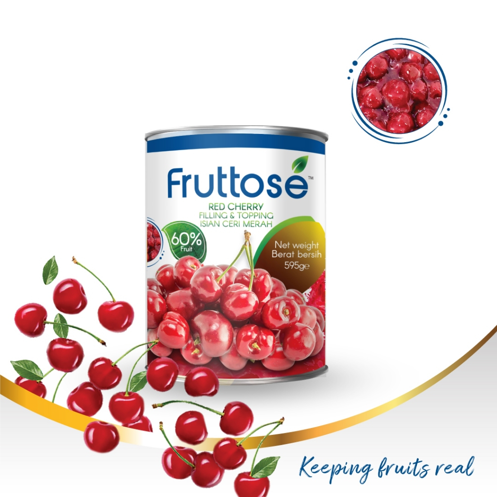 Fruttose RED CHERRY Filling & Topping 60% 595g (Real fruit- Baking Jam/Spread/Baking/Cooking ...