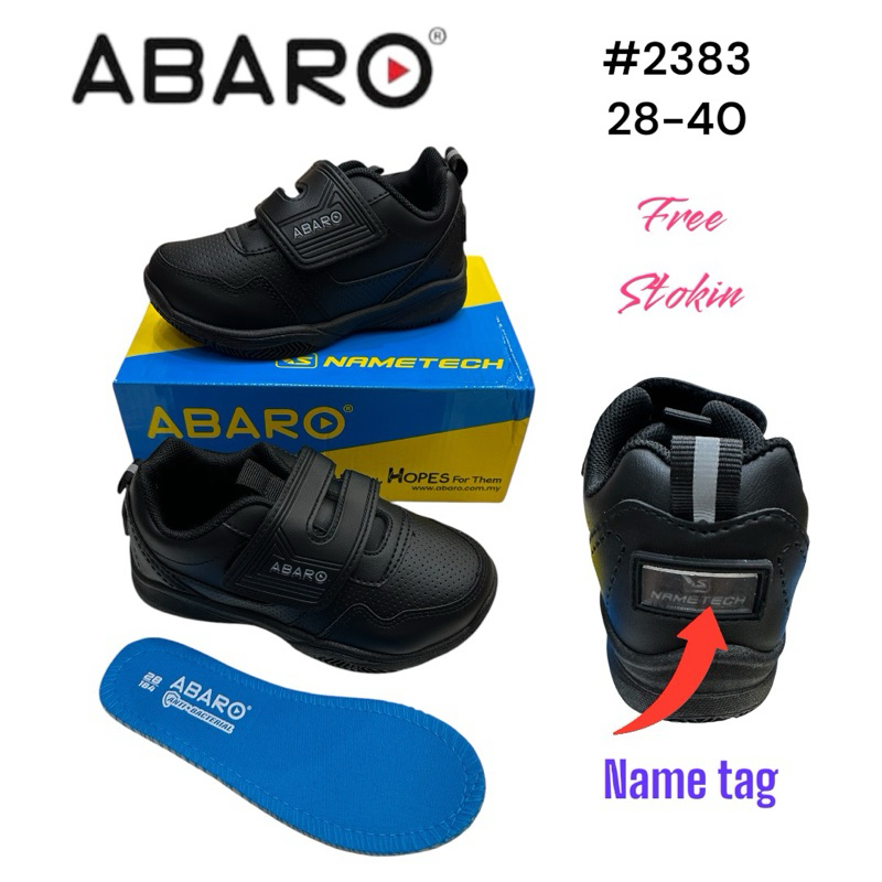 Abaro Kasut Sekolah hitam full pvc #2383 | Shopee Malaysia