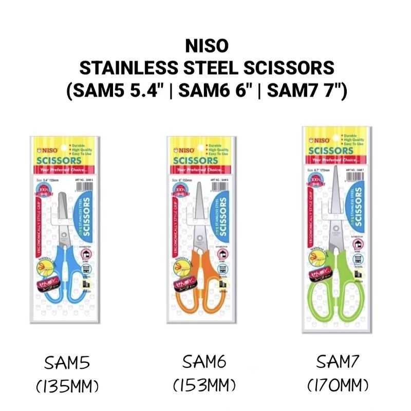 (6PCS) NISO Stainless Steel Scissors | SAM5 5.4" / SAM6 6" / SAM7 7 ...