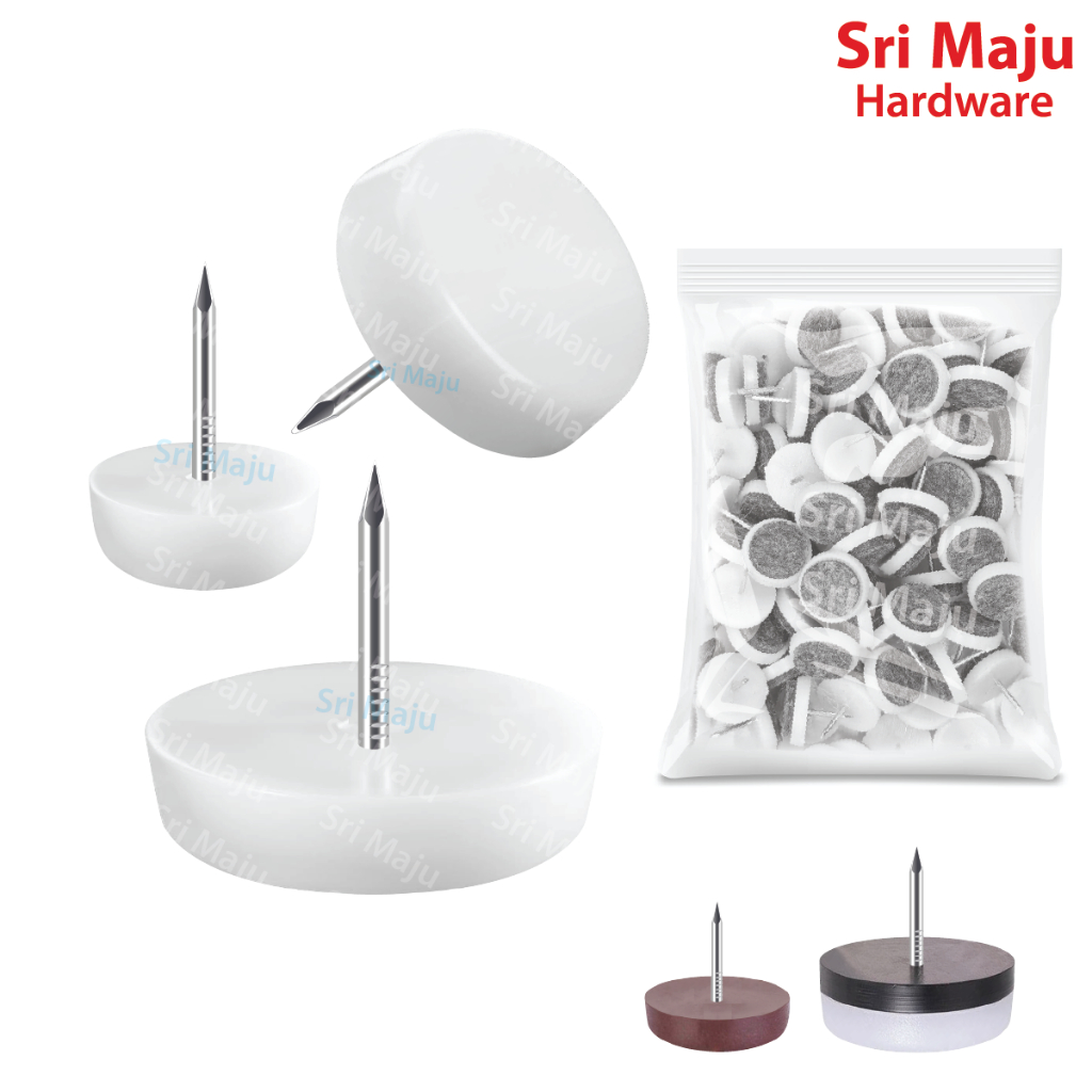 MAJU LN-RW (100) White Plastic Feet Leg Nail Glide for Wooden Table ...