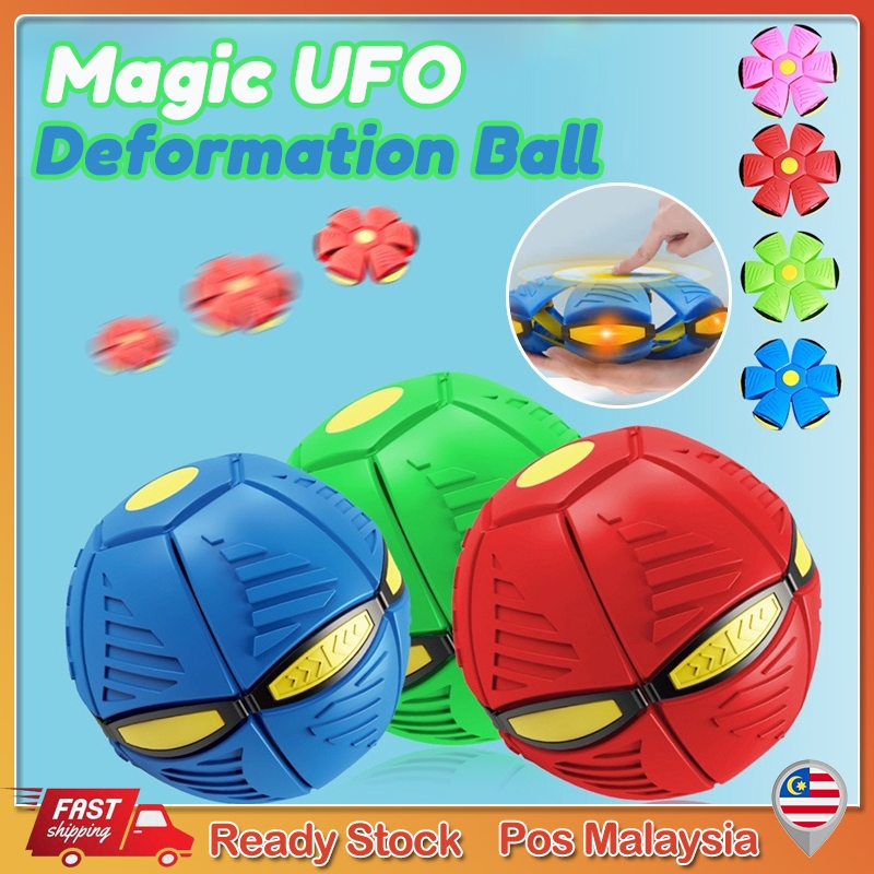 UFO Magic Ball Flying Saucer Ball Flat Throw Disc Ball LED Light Kids ...