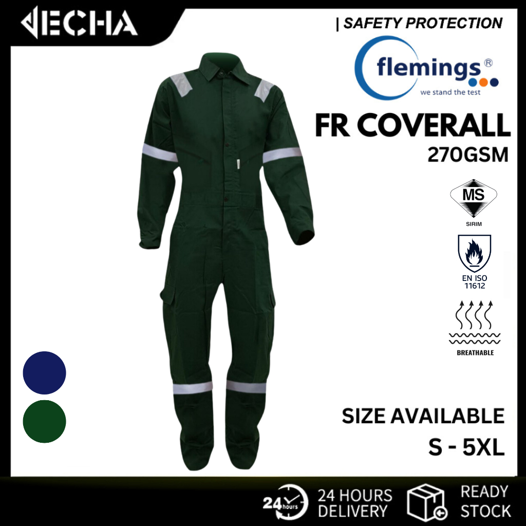 FLEMINGS 270GSM Fire Resistance Coverall (SIRIM DOSH) FRC ZIP POCKET ...