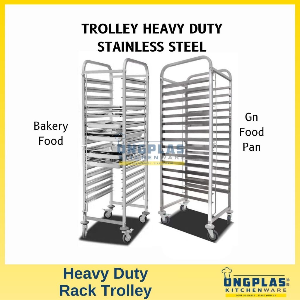 😎READY STOCK😎 STAINLESS STEEL COOLING RACK TROLLEY 16 TIER / TROLI ...