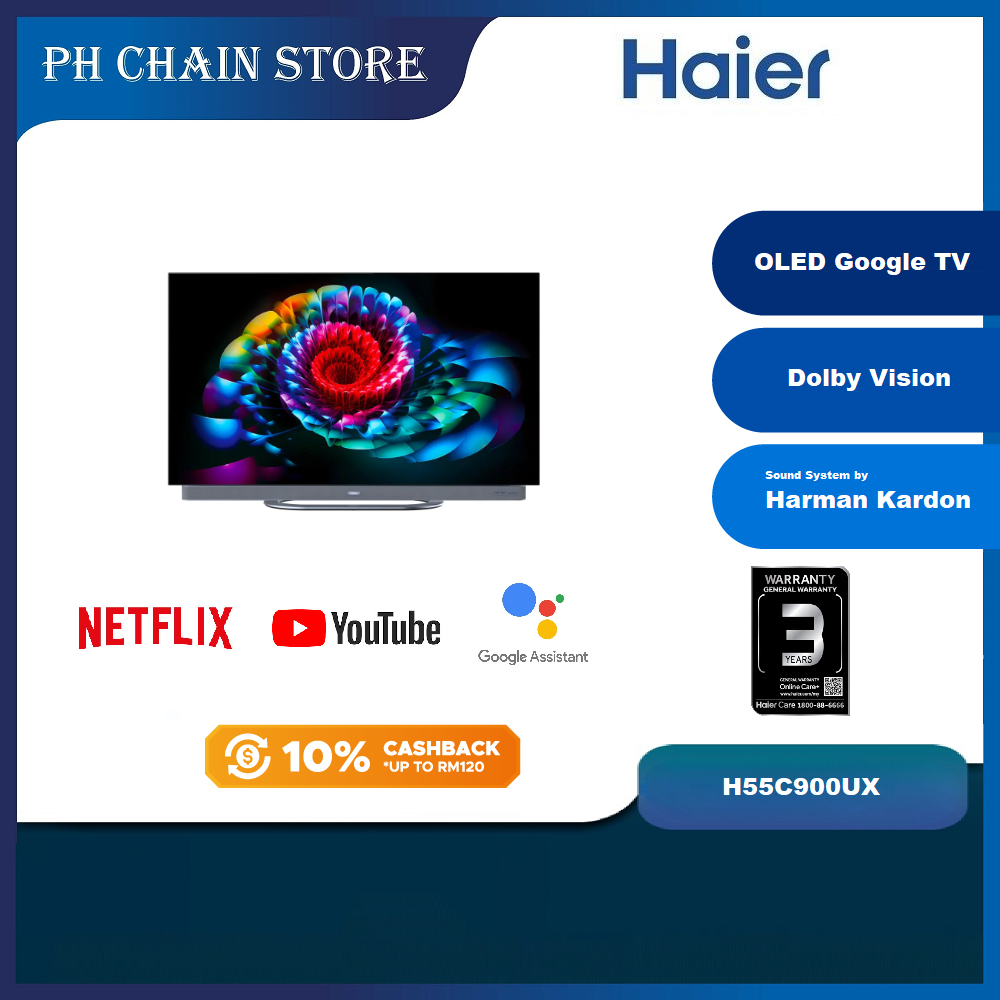 HAIER H55C900UX H65C900UX 55" - 65" OLED GOOGLE TV | C900 SERIES | Shopee Malaysia