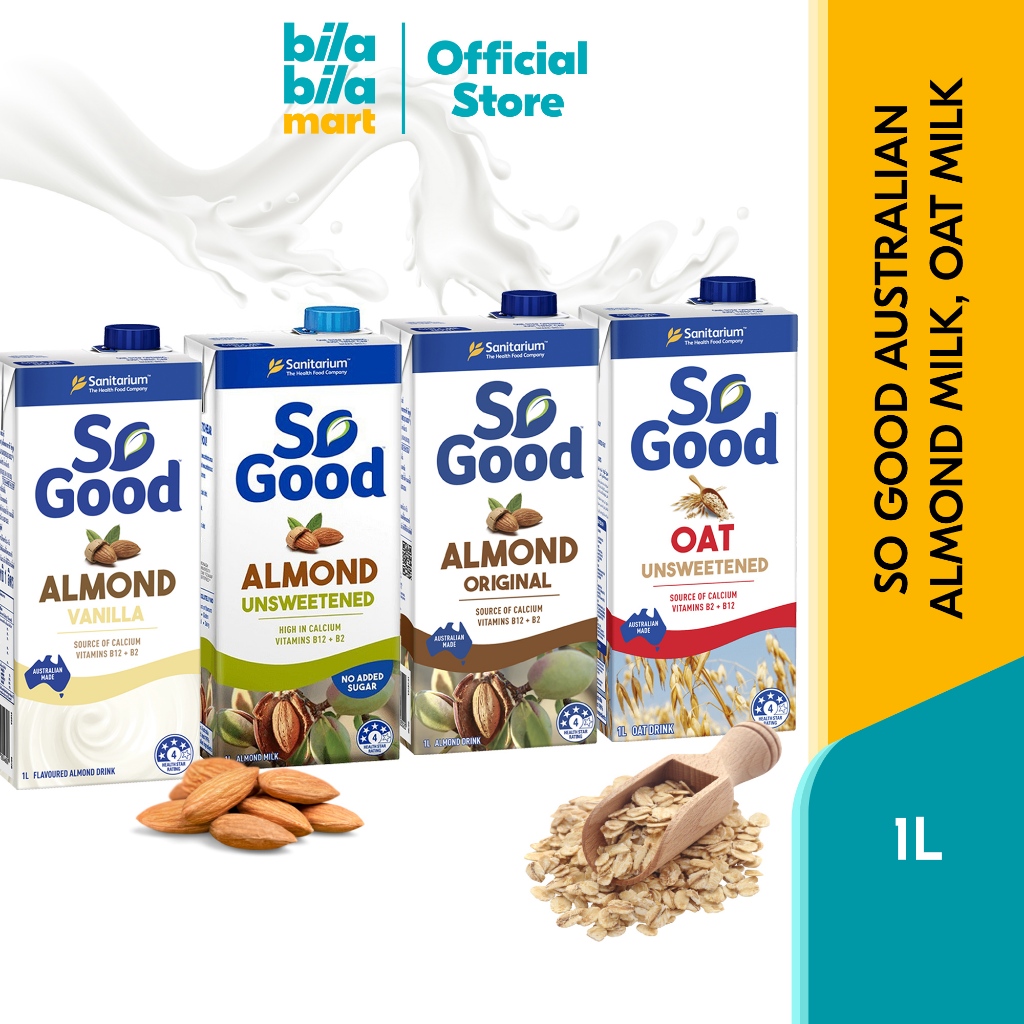 So Good Australian Almond Milk, Oat Milk (Vanilla, Unsweetened ...