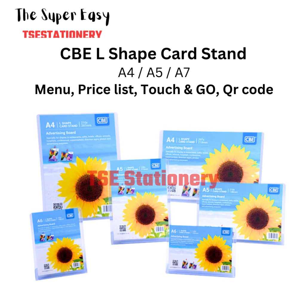 CBE 274 275 277 278 Acrylic L Shape A4 / A5 / A7 Display Stand Plastic ...