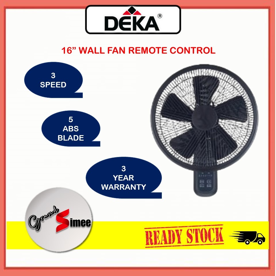 Deka DWF208 NEW2024 16 inch Wall Fan with remote control/ Kipas Dinding ...