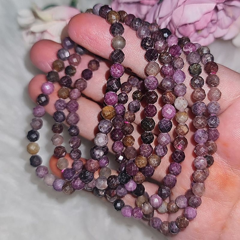 Faceted Ruby Roundbeads Bracelets Natural Normal Grade 5mm | Shopee ...