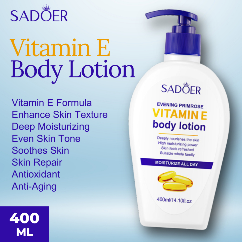 SADOER Vitamin E Body Lotion - Moisturize All Day, Nourishing, Protect, Even Skin Tone (400ML ...
