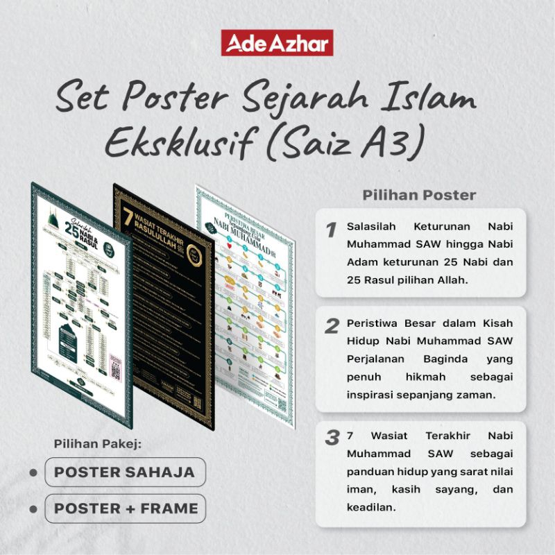 Frame Poster Islamik Sirah Nabi Muhammad dan Wasiat Terakhir Rasulullah ...
