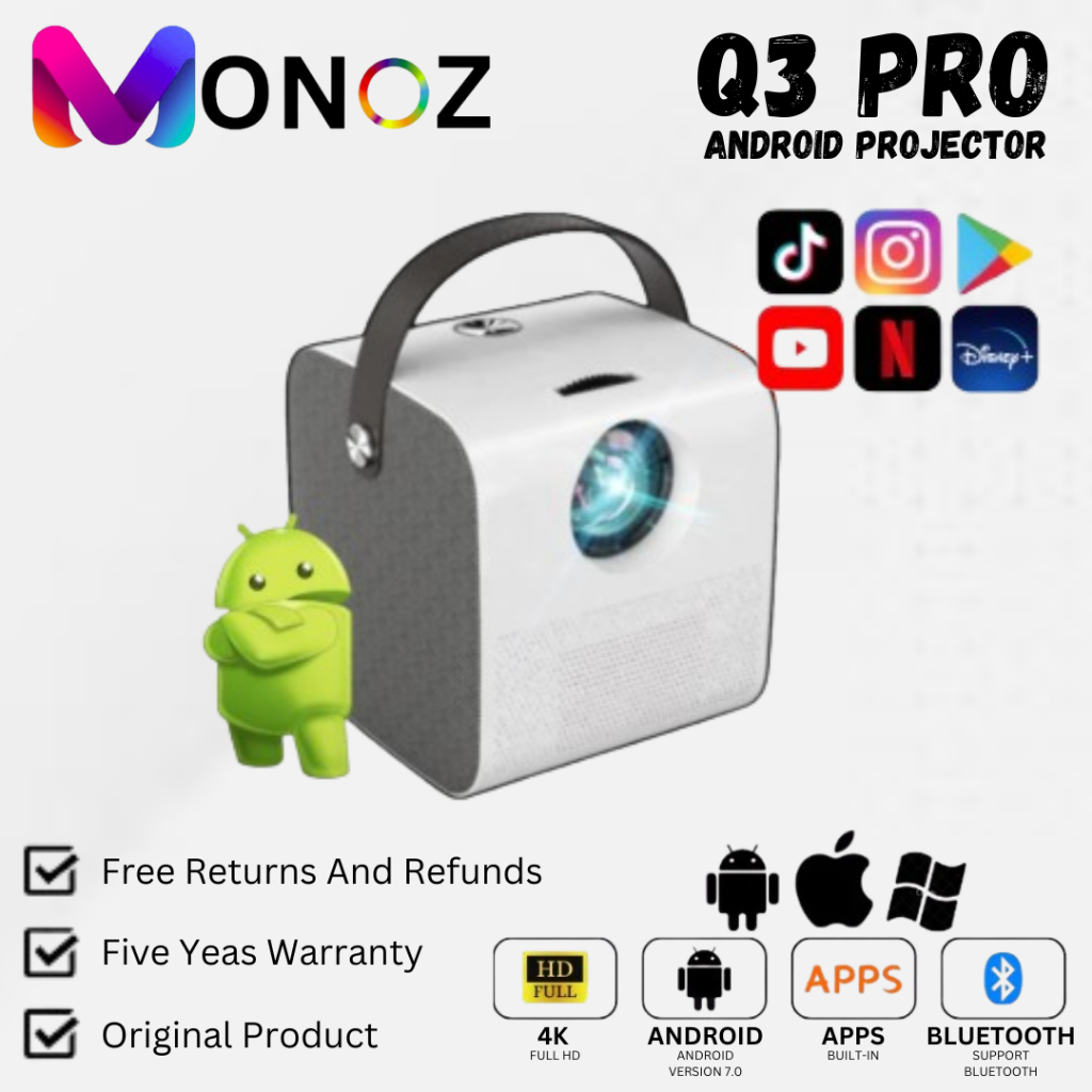MONOZ Projector Q3 Pro projector android ver 8.0 projektor in phone ...